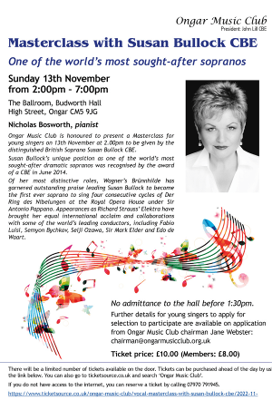 Vocal Masterclass with Susan Bullock CBE | Data Thistle