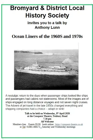 Bromyard History Society invites you to a talk by Anthony Lunn Ocean ...