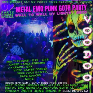 Voodoo ★ London Metal Emo Punk Uv Rave Party 2026 at Electrowerkz